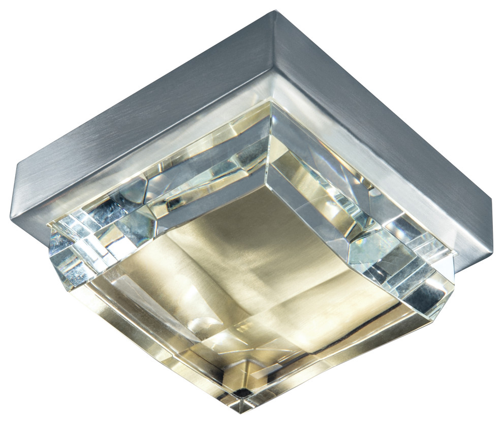 Crystal Mini Flush, Brushed Nickel/Satin Brass - Contemporary - Flush ...