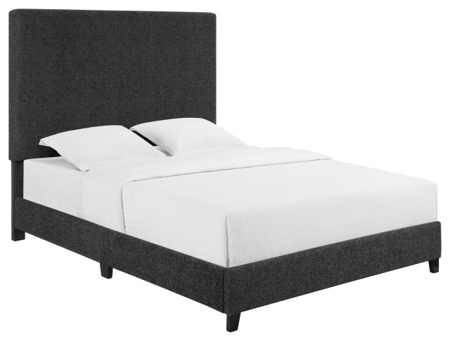 Legends Home Queen Size Charcoal Grey Upholstered Platform Bed ...