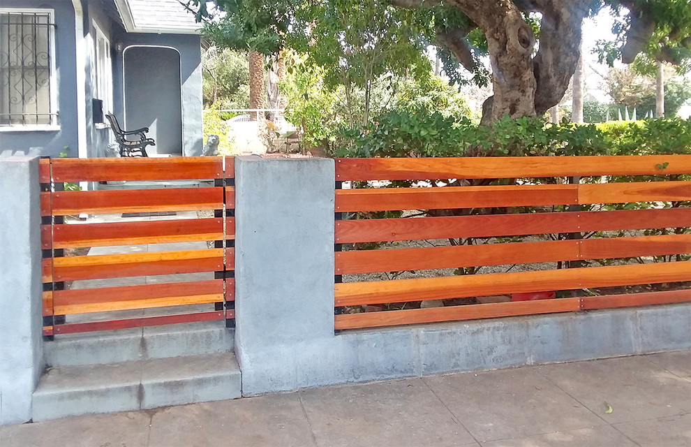Custom Redwood Wide-Slat Fence & Gate - Los Angeles - by Flores ...