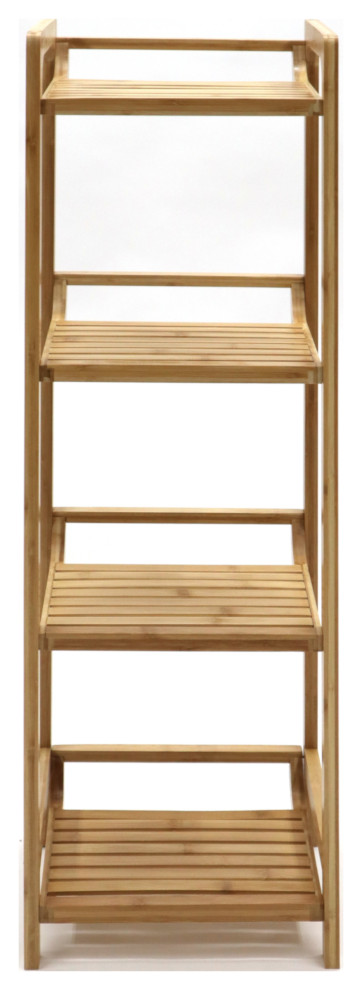 Bamboo Four Tier Slat Style Shelf - Transitional - Display And Wall ...