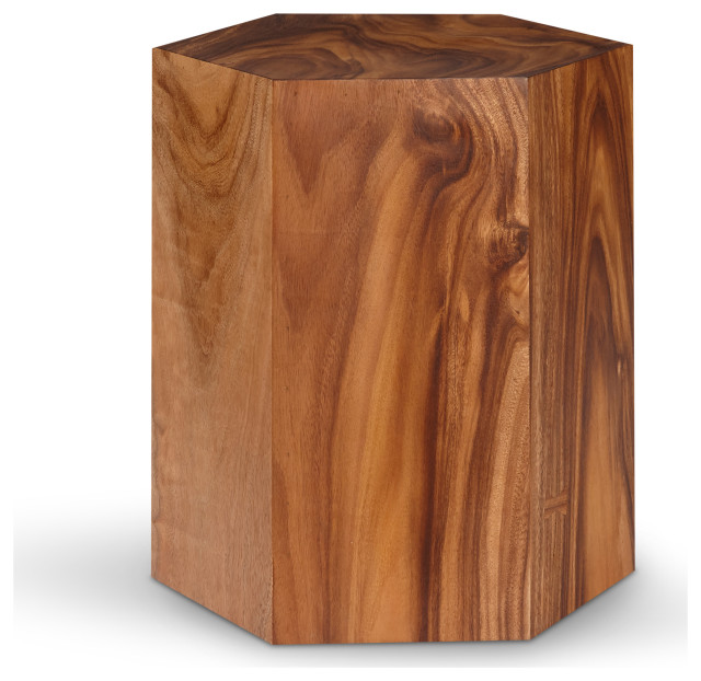 Honeycomb Side Table, Chamcha Wood, Large - Rustic - Side Tables And ...