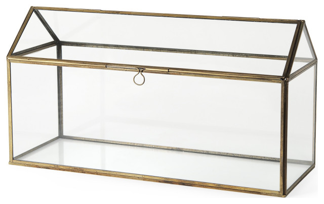 Modern Rustic Gold Metal and Glass Terrarium - Contemporary ...