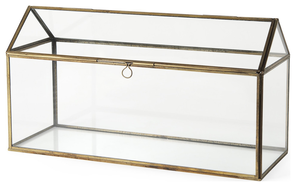 Modern Rustic Gold Metal and Glass Terrarium - Contemporary ...