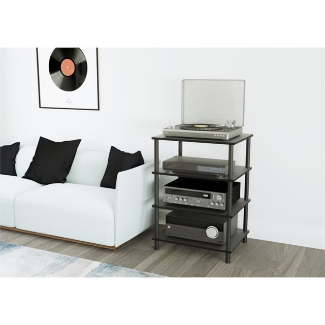 AVF 4-Shelf Steel and Wood Stand for Audio IT or Home Office in Black ...