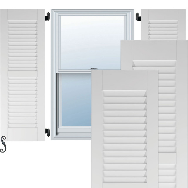 Two Equal Louver Shutters (Per Pair), 12"W x 72"H - Traditional ...