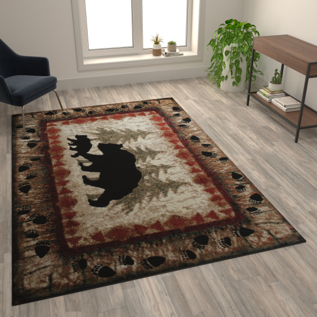 Athens Collection Rectangle 6' x 9' Rustic Lodge Area Rug - Rustic ...