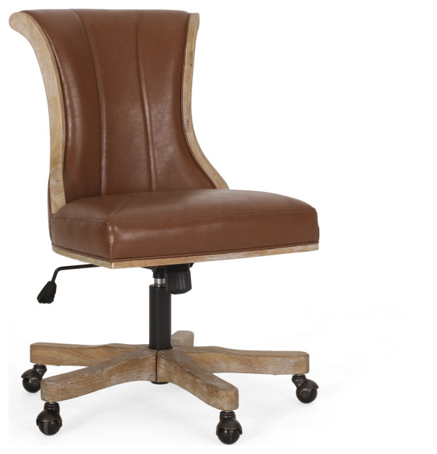 Adjustable Office Chair, Armless Design & Rubberwood Base ...