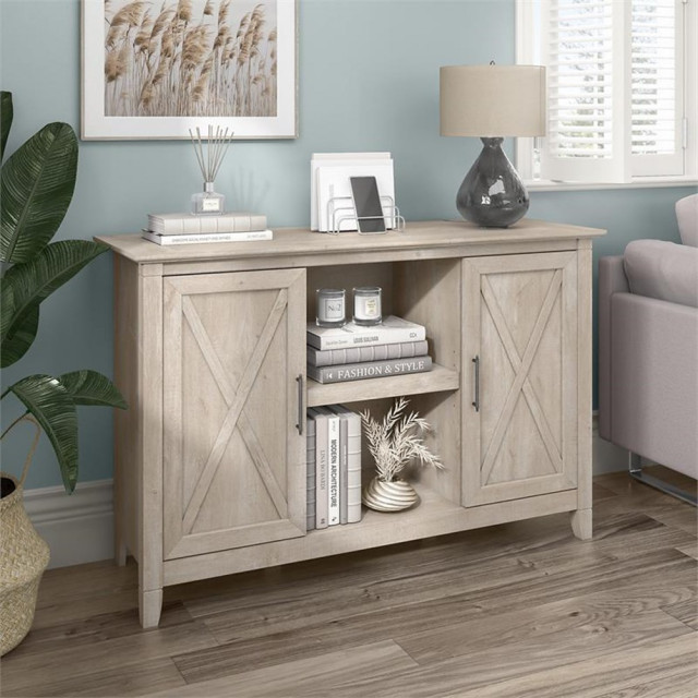 Pemberly Row Accent Cabinet with Doors in Washed Gray - Engineered Wood ...