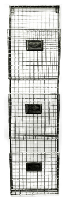 Pewter Metal 3 Pocket Wall File Holder - Industrial - Desk Accessories ...