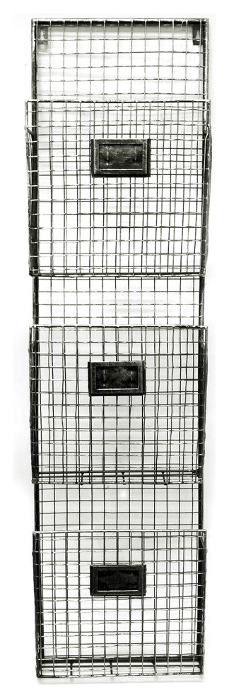 Pewter Metal 3 Pocket Wall File Holder - Industrial - Desk Accessories ...
