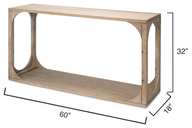 Coastal Style Gray Fir Veneer Everett Openwork Console Table ...