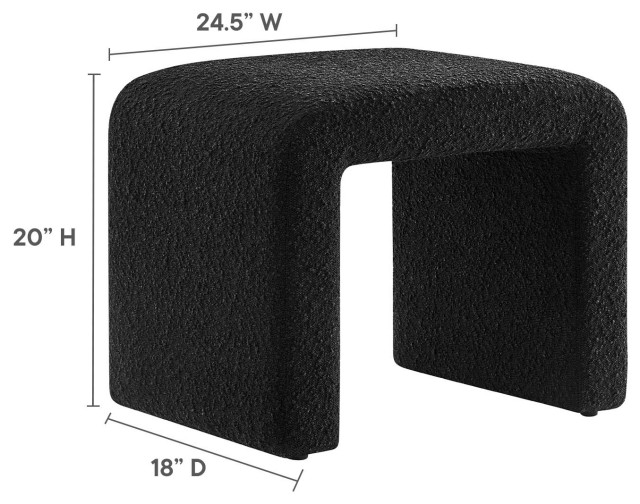 Simba Boucle Fabric Waterfall Stool - Black - Transitional - Accent And ...