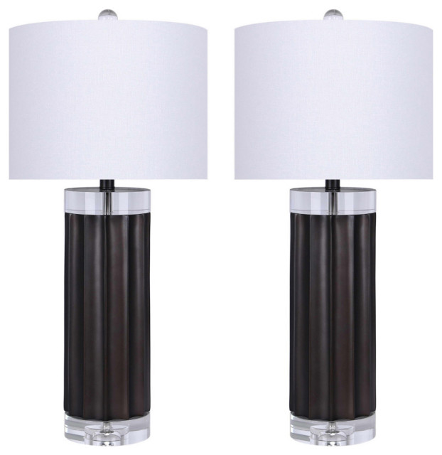 29" Dark Gray Lustre Polyresin Table Lamp With Ribbed Base, Set of 2 ...