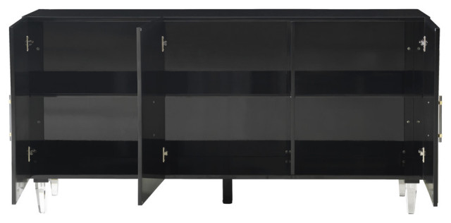 Famke Black Lacquer Buffet, Dining Cabinet Glamorous Regency Sideboard ...