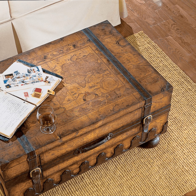 Old World Vintage Style Map Coffee Table - Traditional - Coffee Tables ...