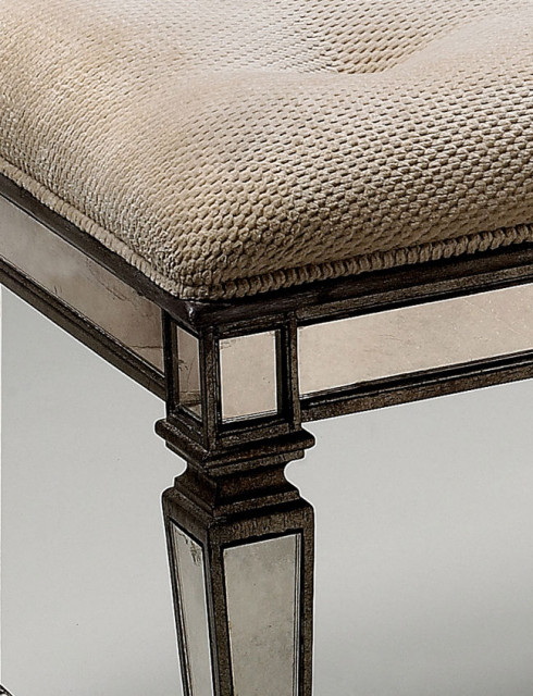 Celeste Mirrored Vanity Seat - Transitional - Vanity Stools And Benches ...