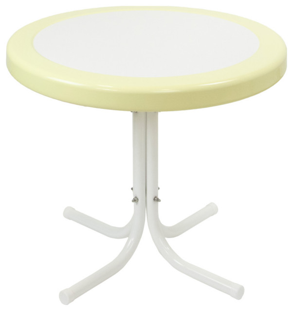 22" Outdoor Retro Tulip Side Table Yellow & White - Contemporary ...