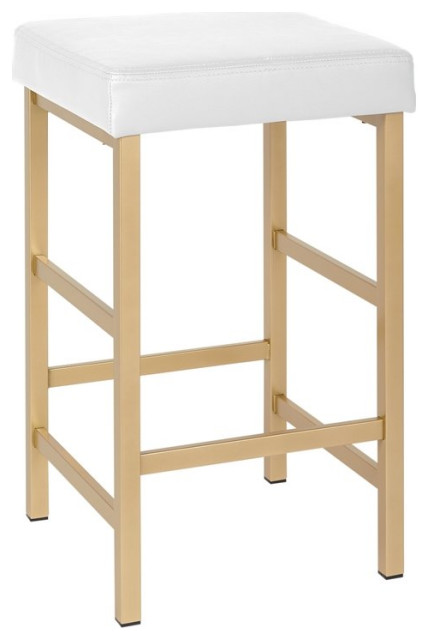 OSP Home Furnishings 26" Gold Backless Stool in Camel Brown Faux ...