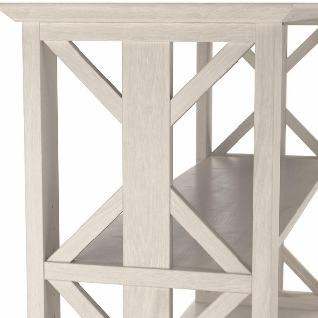 Bush Furniture Homestead Console Table with Shelves, Linen White Oak ...