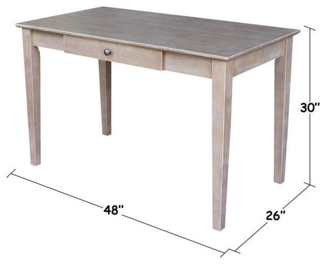 Pemberly Row Traditional Wood Writing Desk With Drawer in Unfinished ...