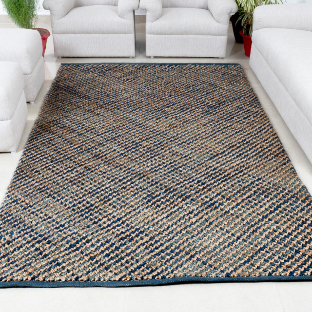 Handmade Jute & Cotton Abstract Rug by Tufty Home, 5x8 - Beach Style ...