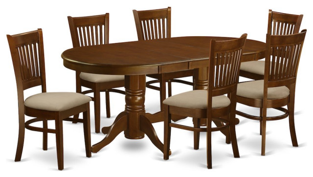 7-Piece Dining Room Set Table With Leaf and 6-Dining Chairs ...