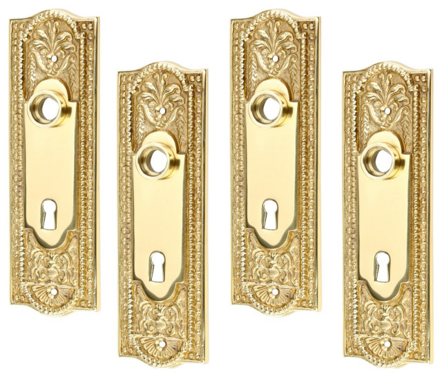Door Back Plate Solid Brass Beaded With Keyhole 7 1/4" H Pack of 4 ...