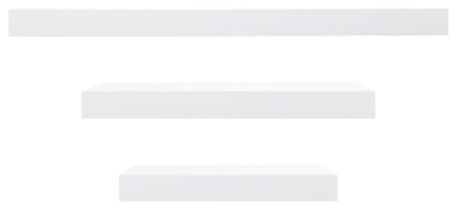 kieragrace KG Modern Maine Wall Shelves Set of 3 White Engineered Wood - Transitional - Display ...