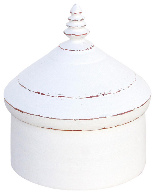 Siwan Turned Wood White Box - Farmhouse - Decorative Boxes - by De-cor ...