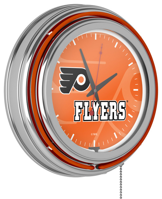 NHL Chrome Double Rung Neon Clock, Watermark, Philadelphia Flyers ...