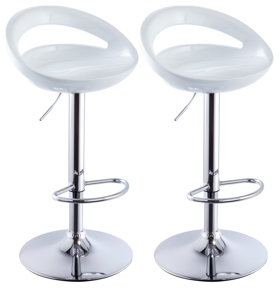 Set of 2 Glossy Low-Back Swivel ABS Bar Stools - Contemporary - Bar ...