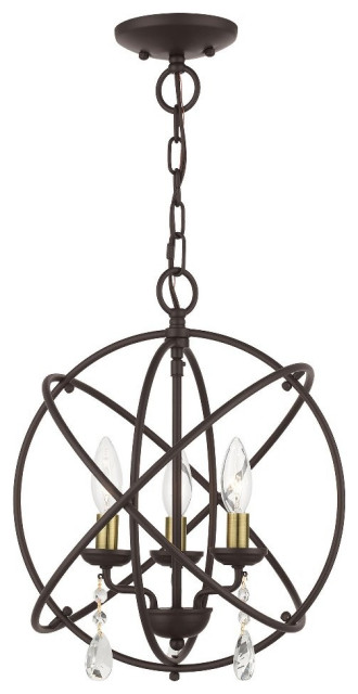 Traditional Glam Chic Three Light Chandelier-Bronze Finish - Chandelier ...