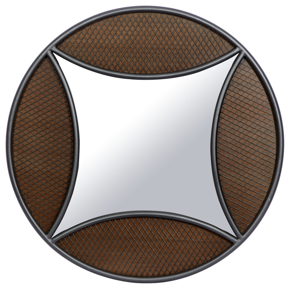 Brown Wood Industrial Wall Mirror 68636 - Industrial - Wall Mirrors ...
