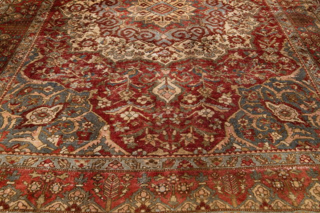 Antique Persian Bakhtiari Handmade Rust Rosette Wool Rug ...