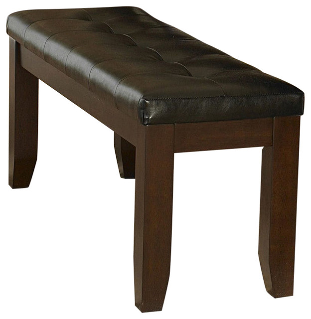 Benzara BM179874 Wood and Bi-Cast Vinyl 60" Bench With Tufted Seat ...