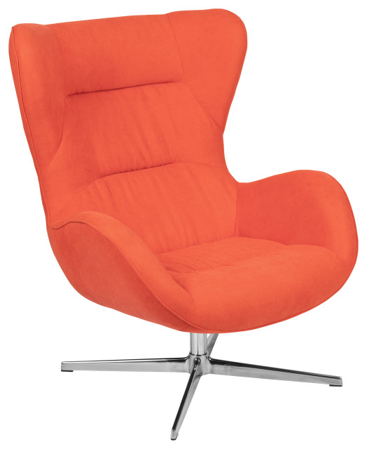 Orange Fabric Swivel Wing Chair - Contemporary - Armchairs And Accent ...