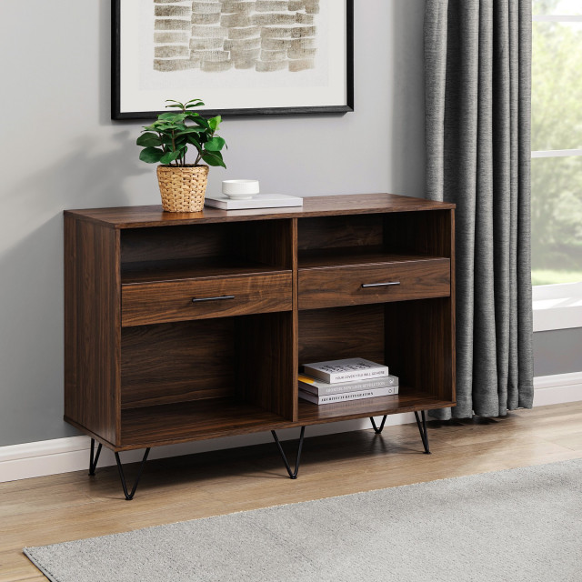 Mid Century Modern Console Table, Spacious Compartments & 2 Drawers ...