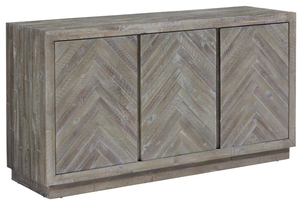 Farmhouse Sideboard, Acacia Wood Construction With Herringbone ...