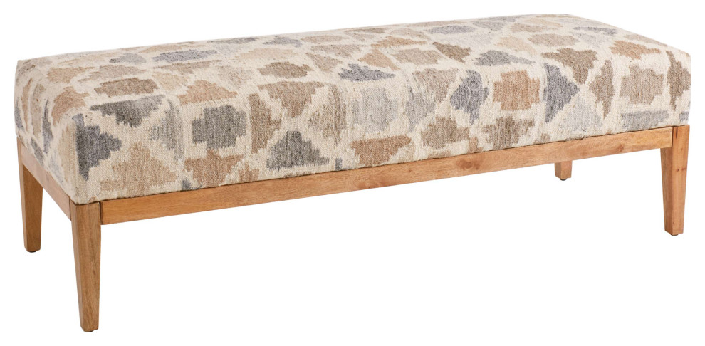 Rufus Stone Natural Freida Rug Bench - Transitional - Upholstered ...