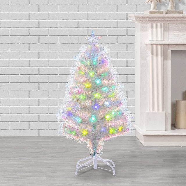 3' White Color Changing Fiber Optic Tree, Multi Color Fiber Optic LED ...