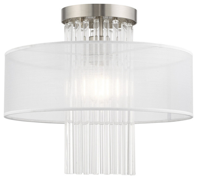 Alexis 1 Light Ceiling Mount in Brushed Nickel, 15" - Traditional ...