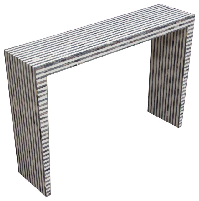 Mosaic Console Table With Bone Inlay, Linear Pattern - Contemporary ...