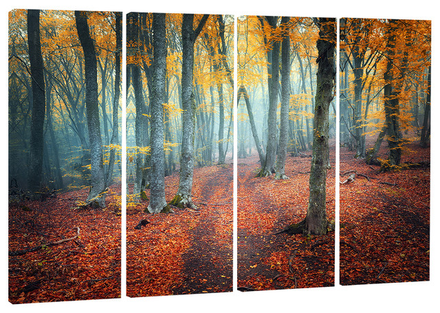 "Red and Yellow Autumn Forest" Landscape Photo Metal Wall Art, 48"x28 ...