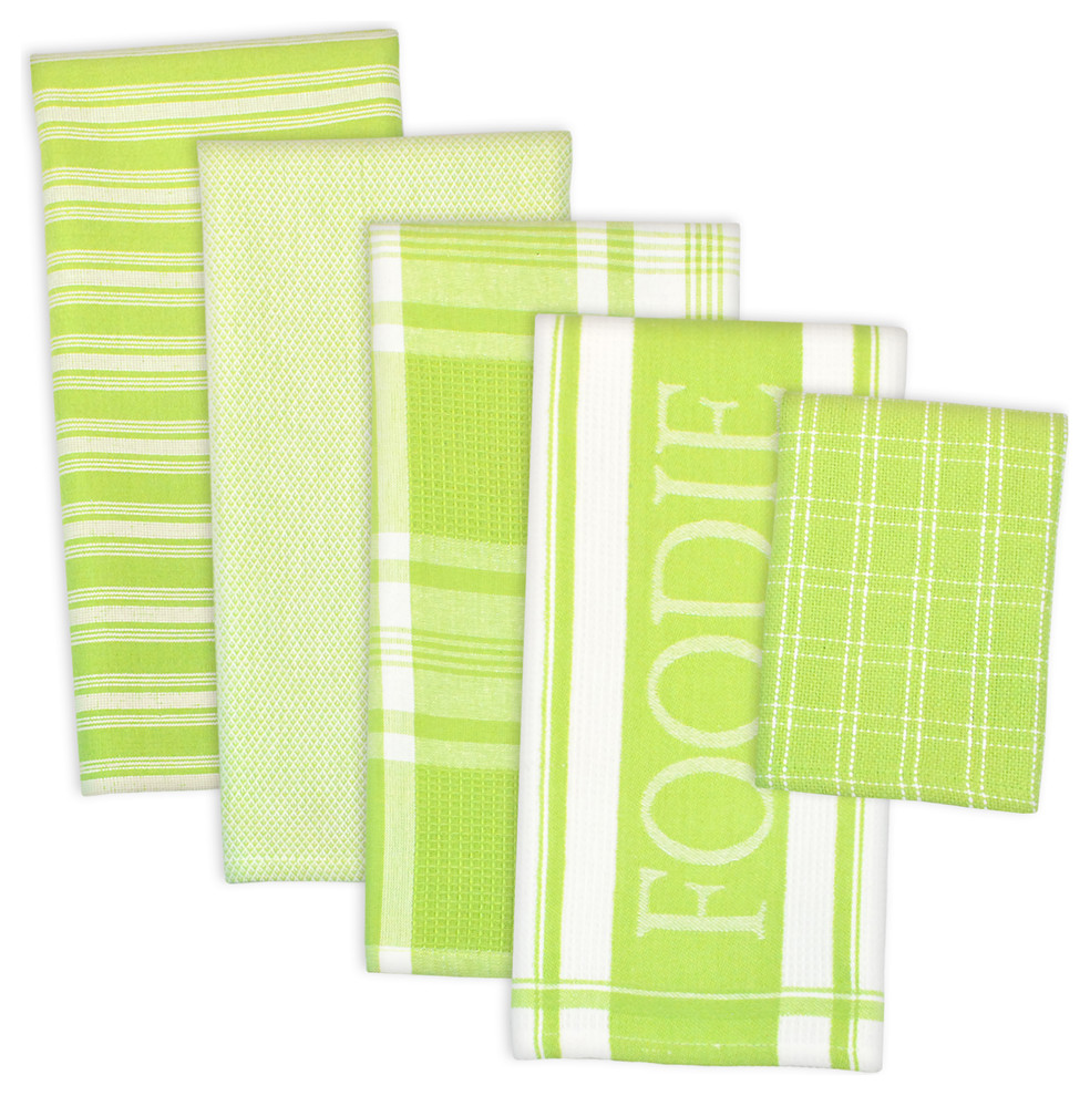 DII Assorted Lime Foodie Dishtowel And Dishcloth, Set of 5 ...