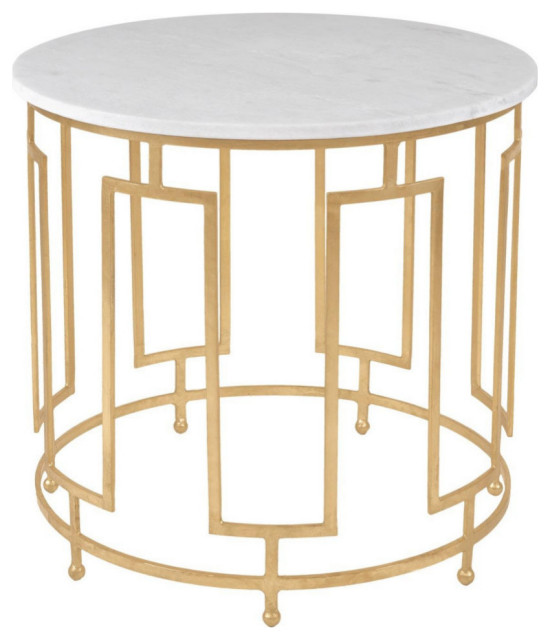 Legend White Marble Accent Table - Contemporary - Side Tables And End ...