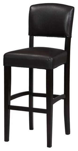 Pemberly Row 30" Faux Leather & Wood Bar Stool in Espresso/Brown, 24" - Transitional - Bar ...