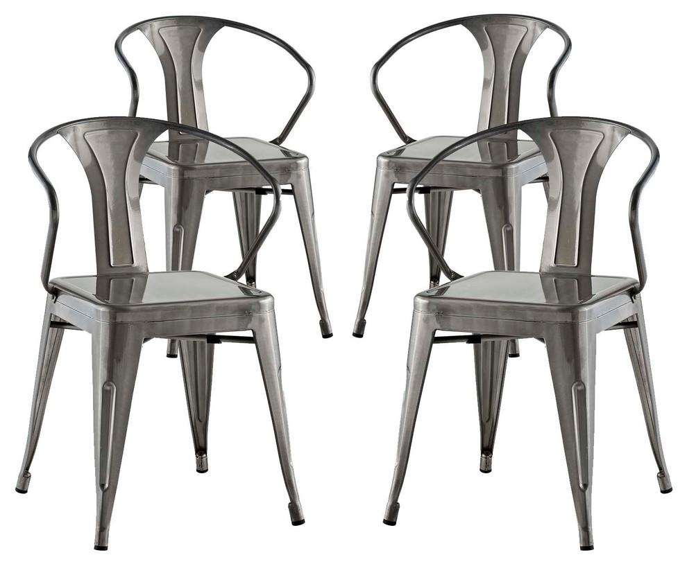 Modern GunMetal Promenade Dining Chair Set of 4, 20"Lx20"Wx31"H ...