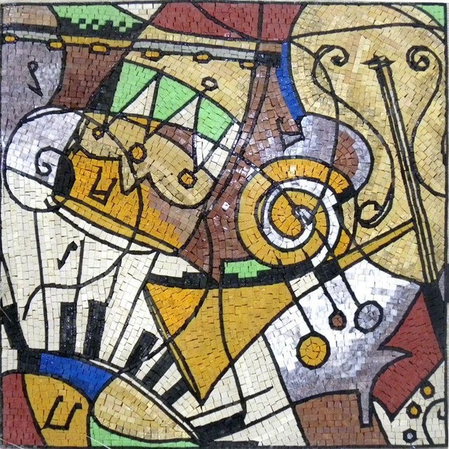 Modern Mosaic Art, Musical Soire, 31" x 31" - Contemporary - Tile ...