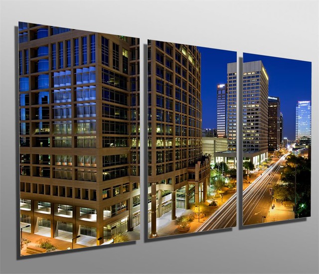 Phoenix, Arizona At Night, Metal Print Wall Art, 3 Panel Split ...