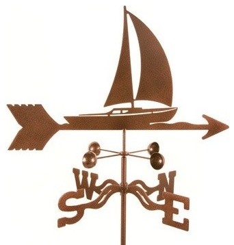 Sailboat Weathervane With Garden Mount - Beach Style - Weather Vanes ...